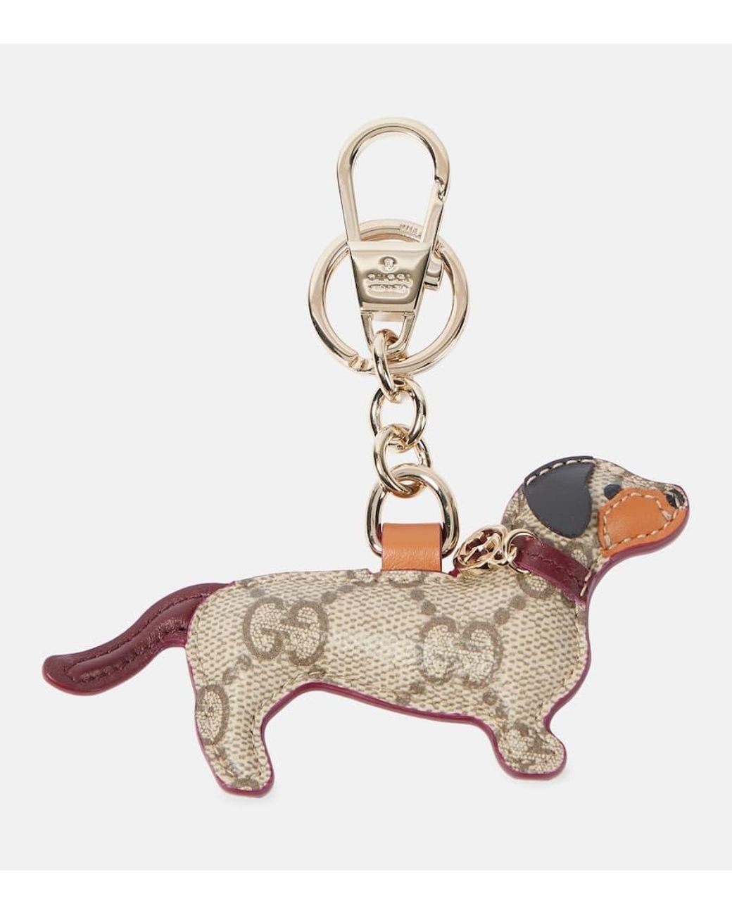 Gucci GG Canvas Leather-trimmed Keychain in White | Lyst