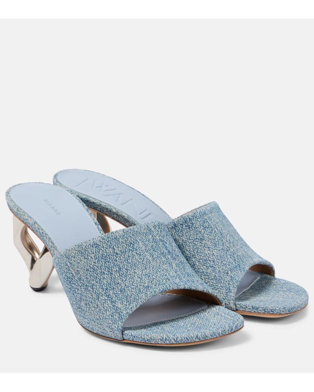 JW Anderson Leather-Trimmed Denim Mules in Blue | Lyst