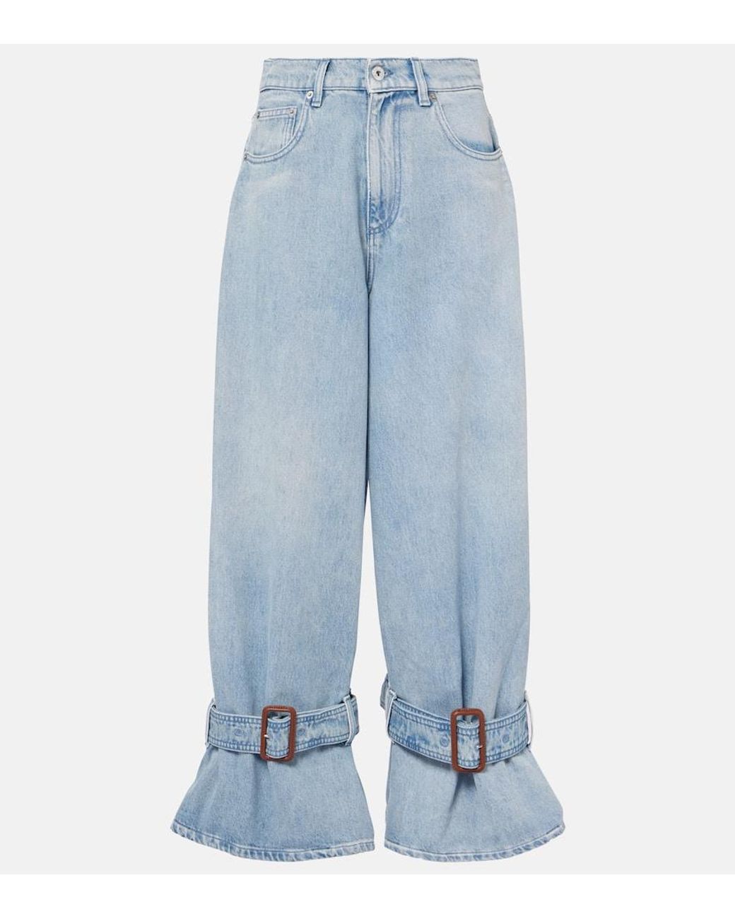 JW Anderson Buckle-Detail Mid-Rise Wide-Leg Jeans in Blue | Lyst