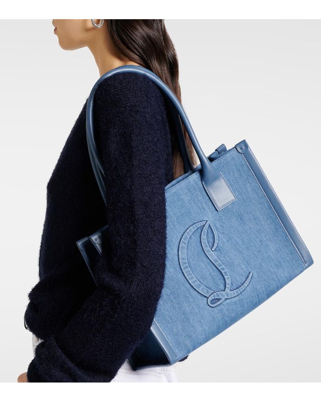 Christian Louboutin By My Side E/W Large Denim Tote Bag in Blue | Lyst