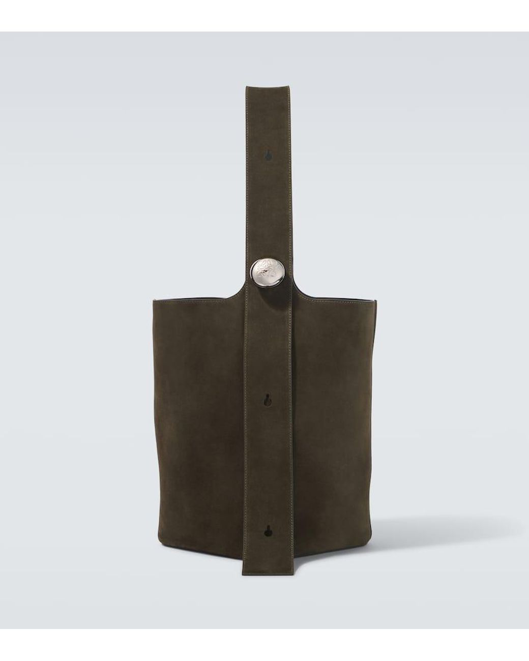 Loewe Pebble Large Suede Bucket Bag in White for Men | Lyst
