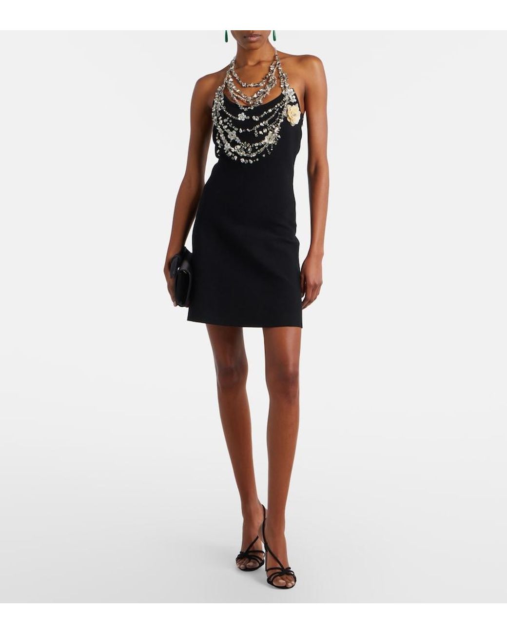 Oscar de la Renta Embellished Minidress in Black | Lyst