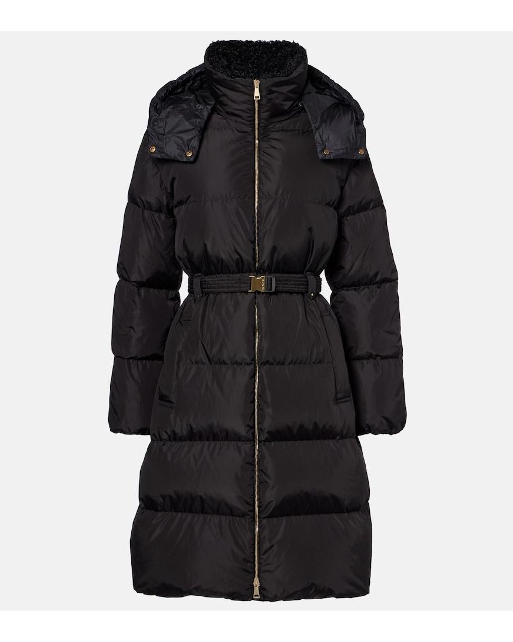 Moncler Briant Hooded Down Coat in Black | Lyst
