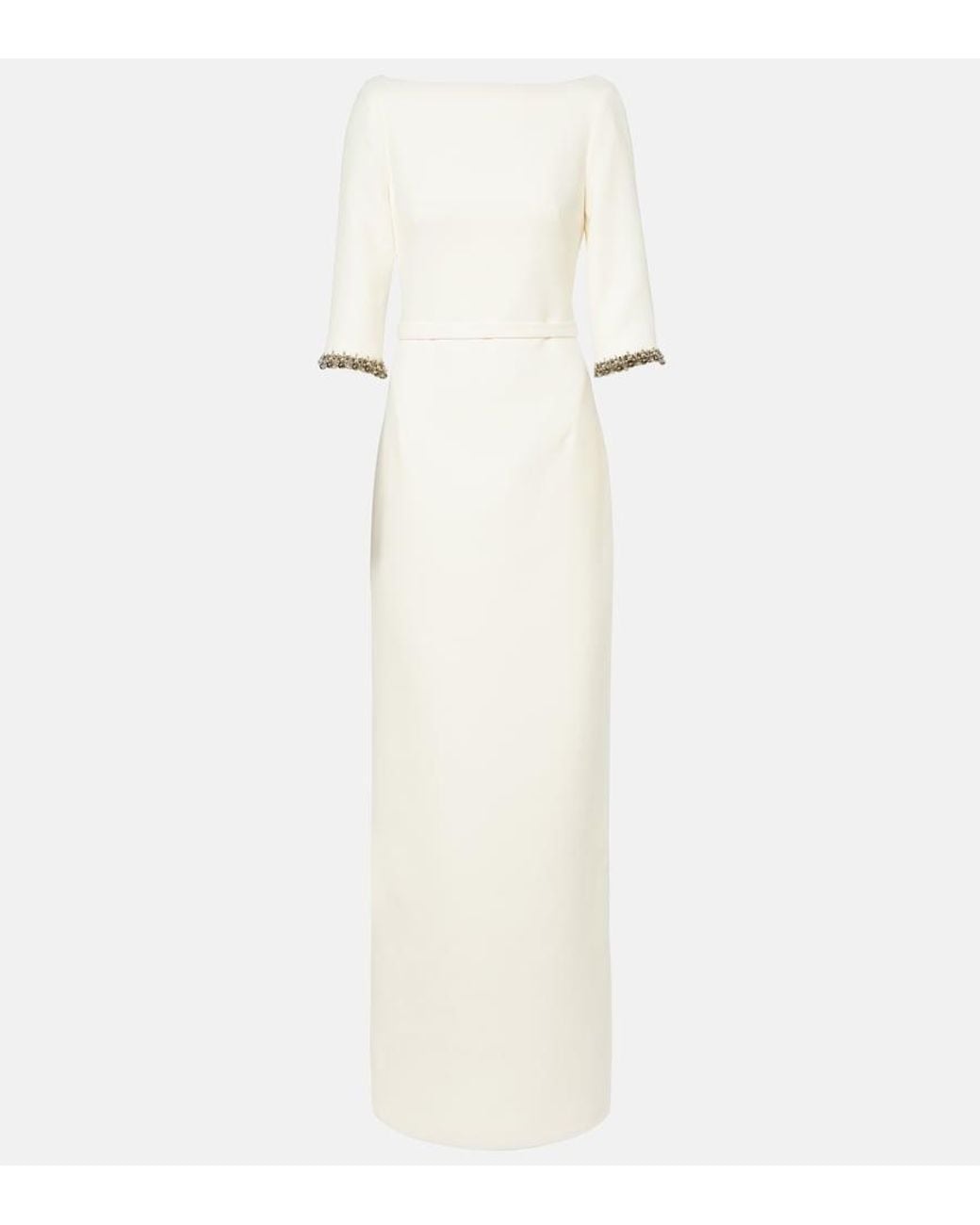 Safiyaa Bridal Amaris Embellished Crepe Gown in White | Lyst