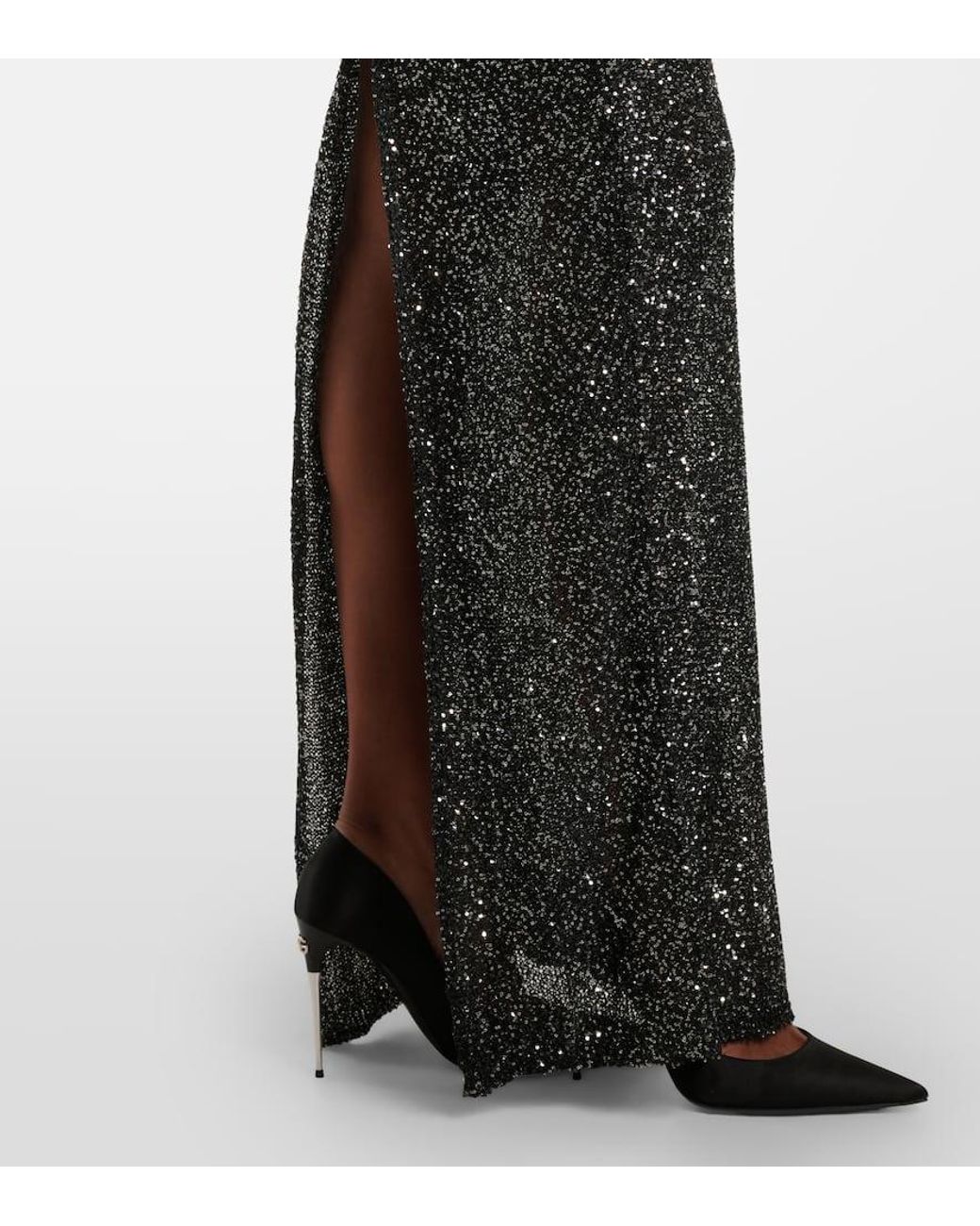 Alessandra Rich Sequined Open-Back Gown in Gray | Lyst
