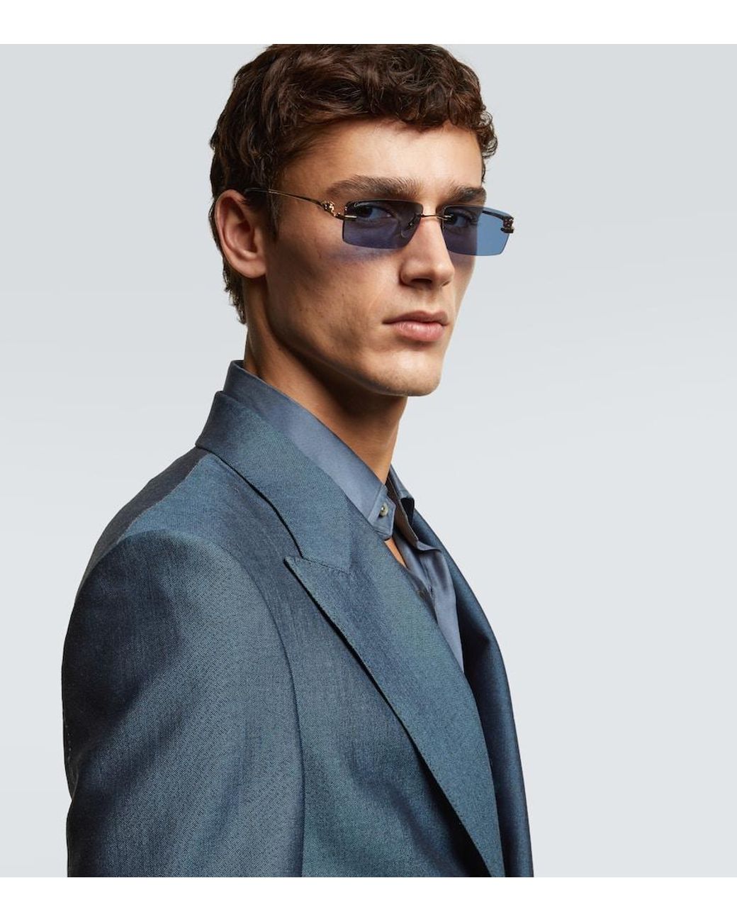 Cartier Panthere De Cartier Rectangular Sunglasses in Blue for Men ...