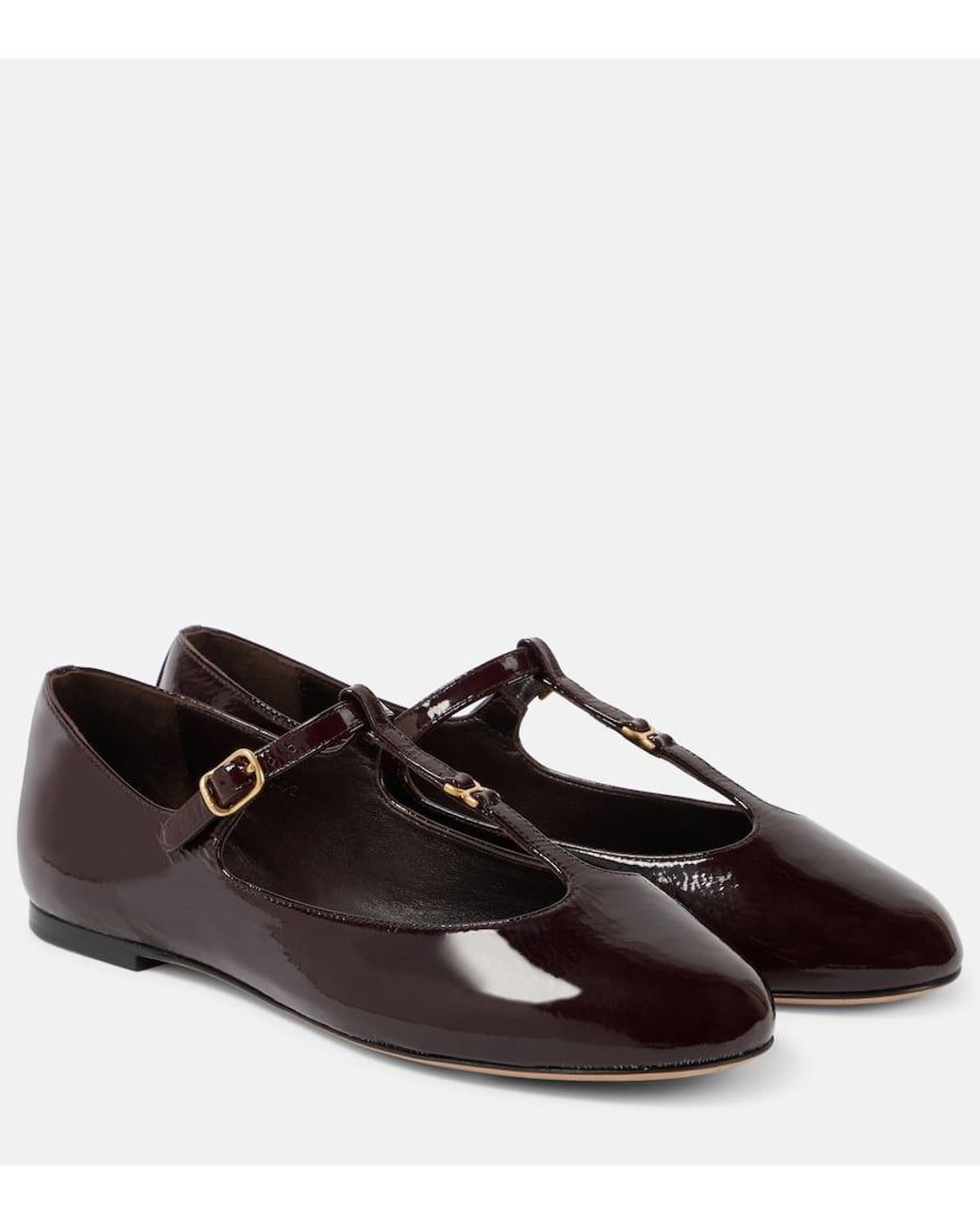 Chloé Marcie Patent Leather Ballet Flats in Brown | Lyst