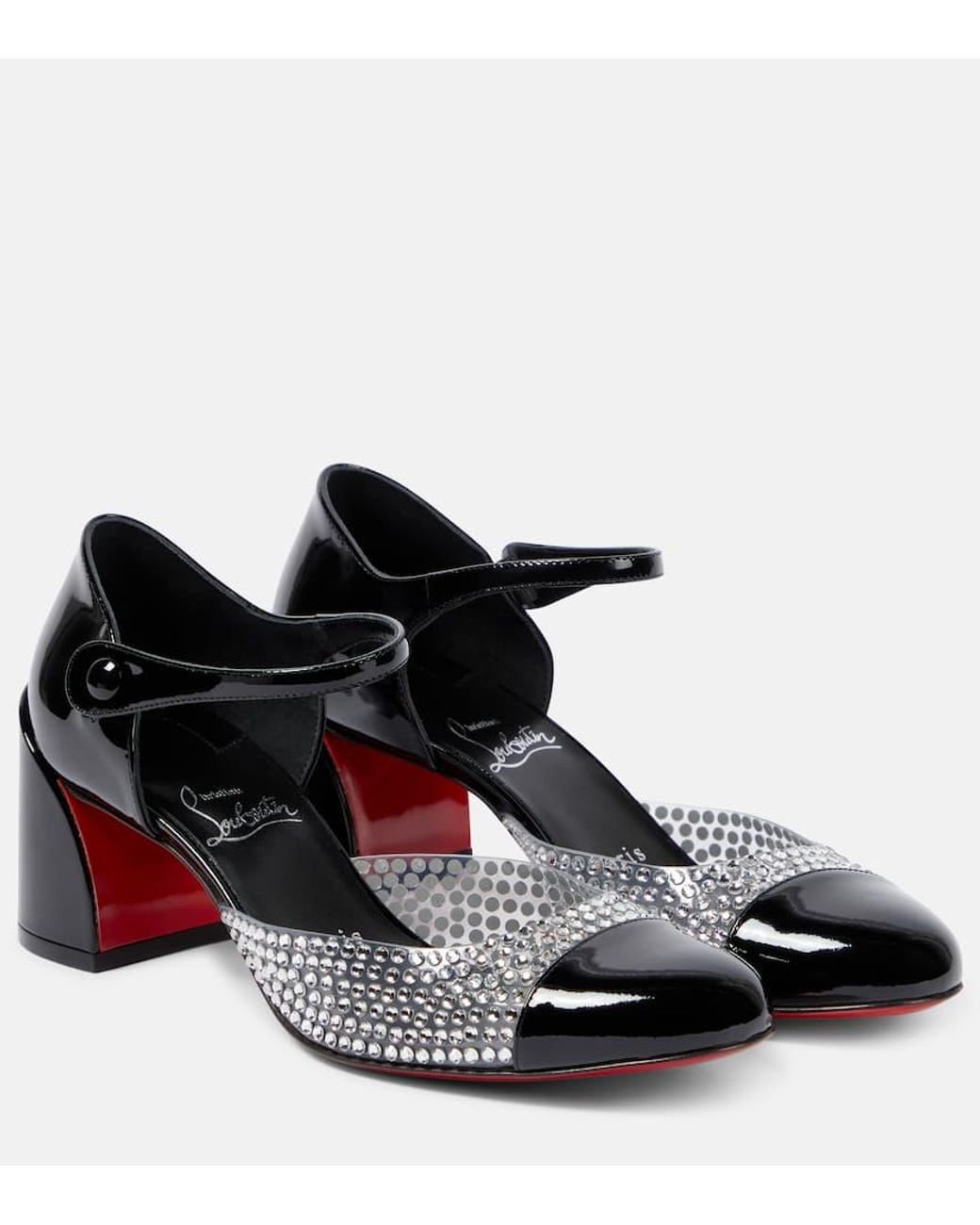 Christian Louboutin Crystal-embellished Patent Leather Pumps in Black | Lyst