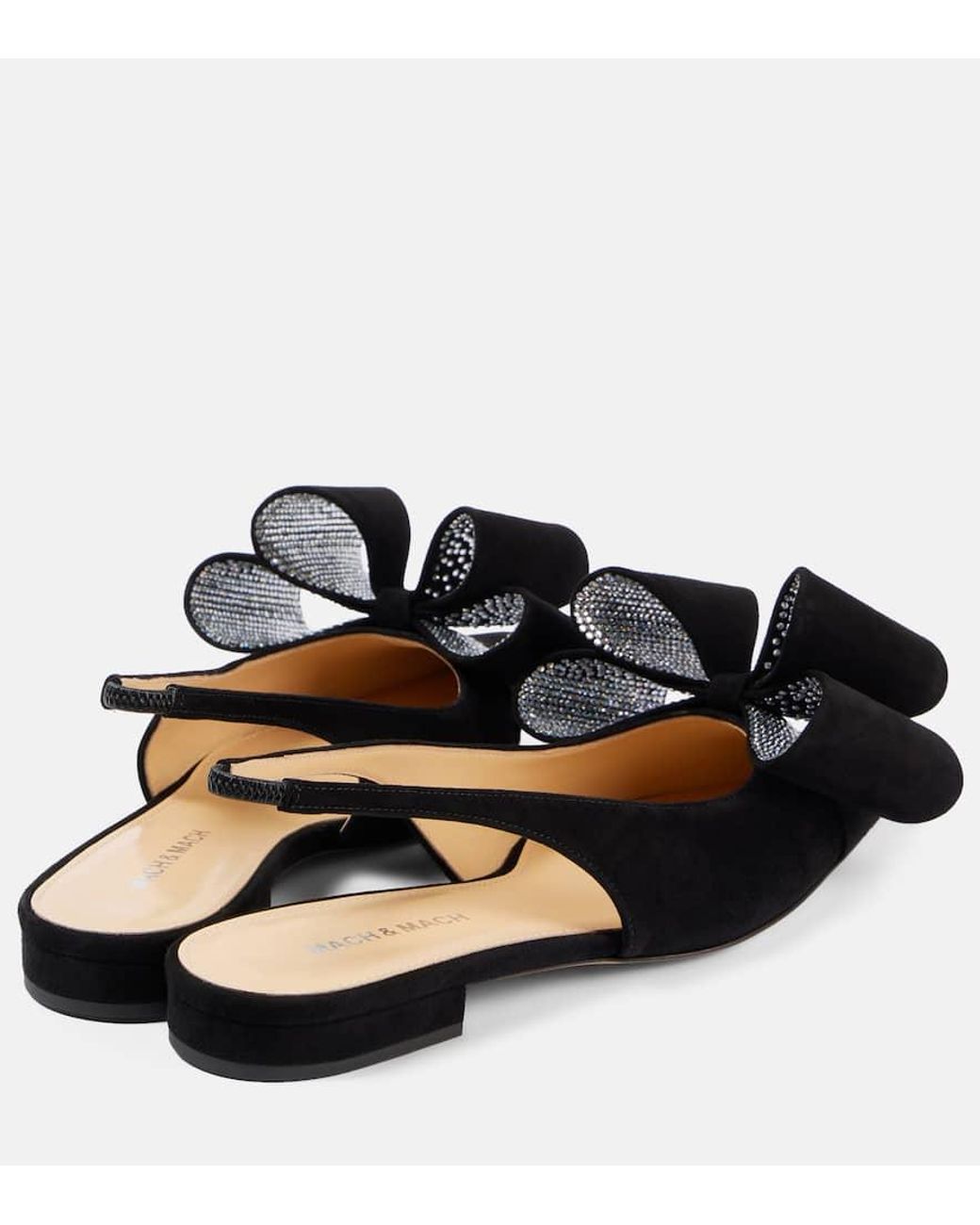 Mach & Mach Le Cadeau Suede Ballet Flats in Black | Lyst