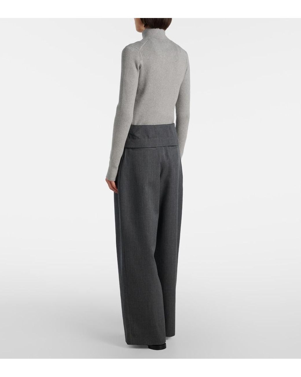 JW Anderson High-Rise Wool Wide-Leg Pants in Gray | Lyst