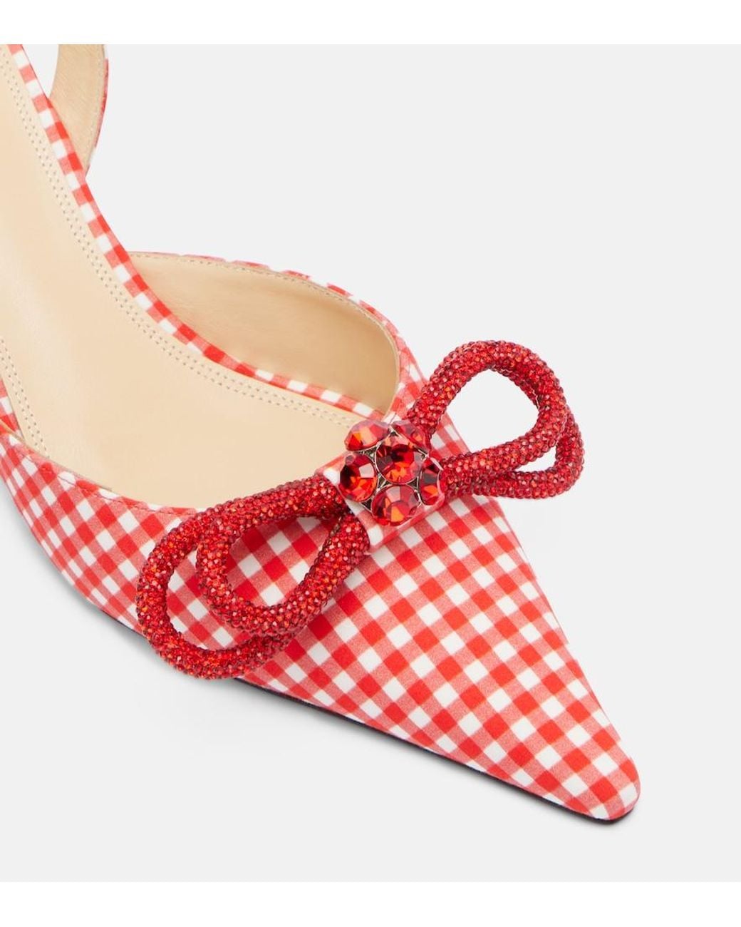 Mach & Mach Double Bow Gingham Slingback Pumps in Pink | Lyst