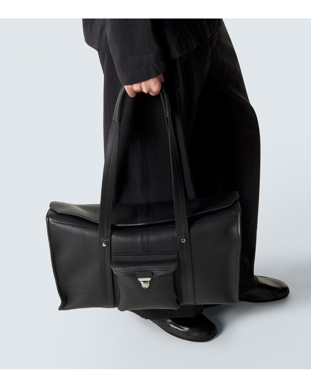 Lemaire Soft Gear Leather Tote Bag in Black for Men | Lyst
