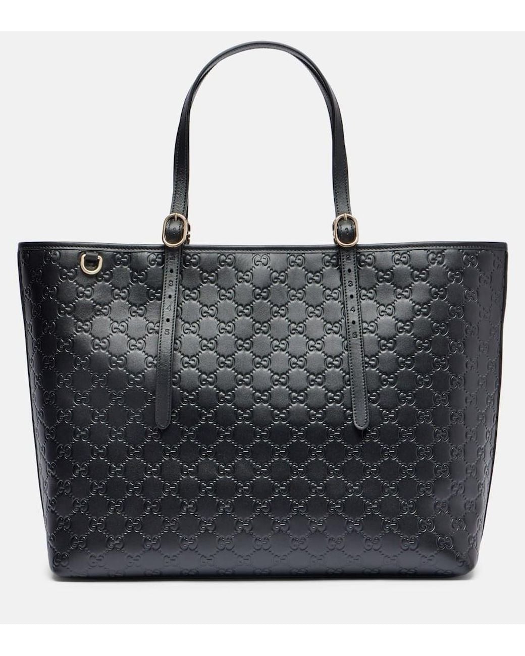 Gucci Gg Emblem Large Leather Tote Bag in Black | Lyst