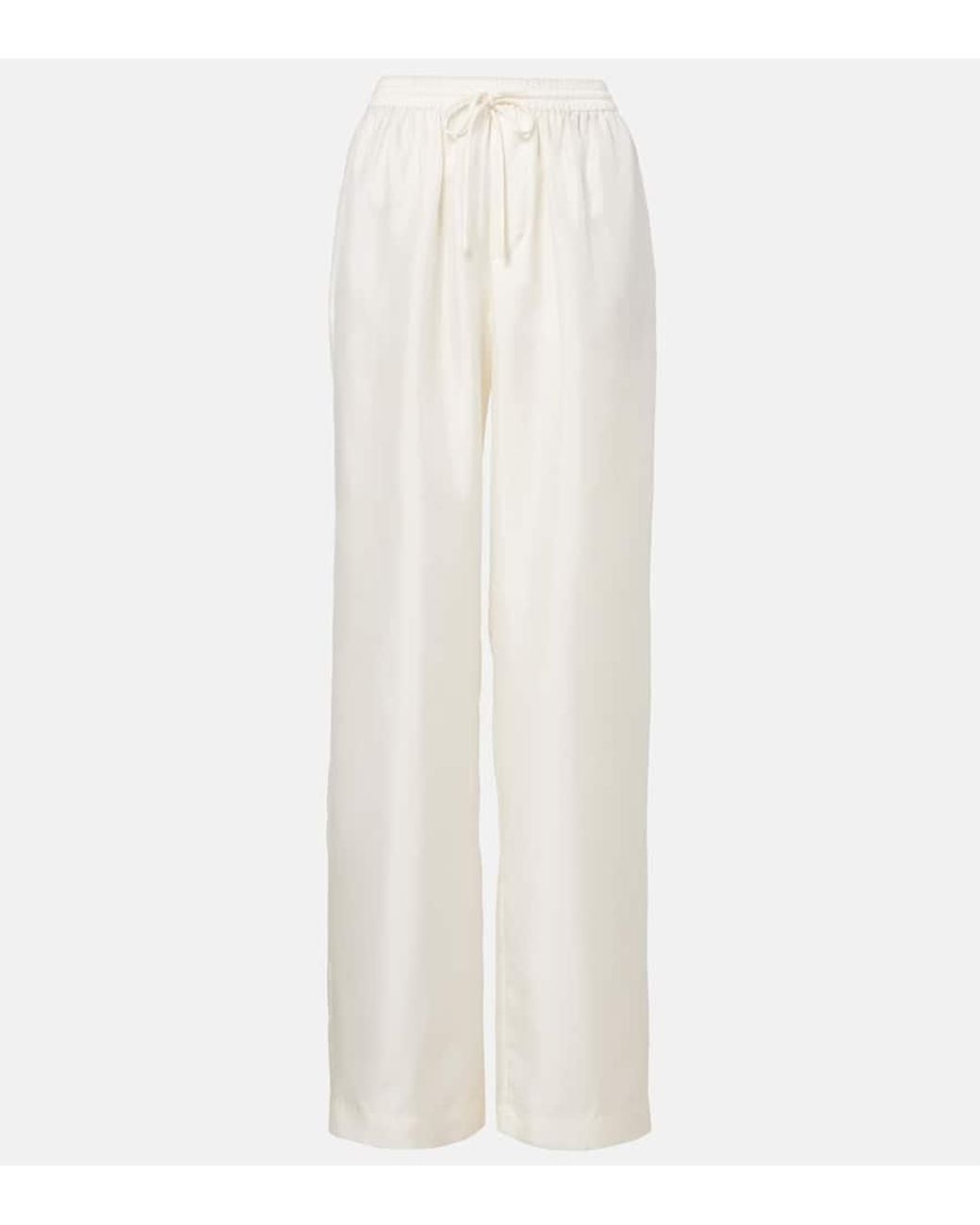 Rohe Silk Satin Wide-Leg Pants in White | Lyst