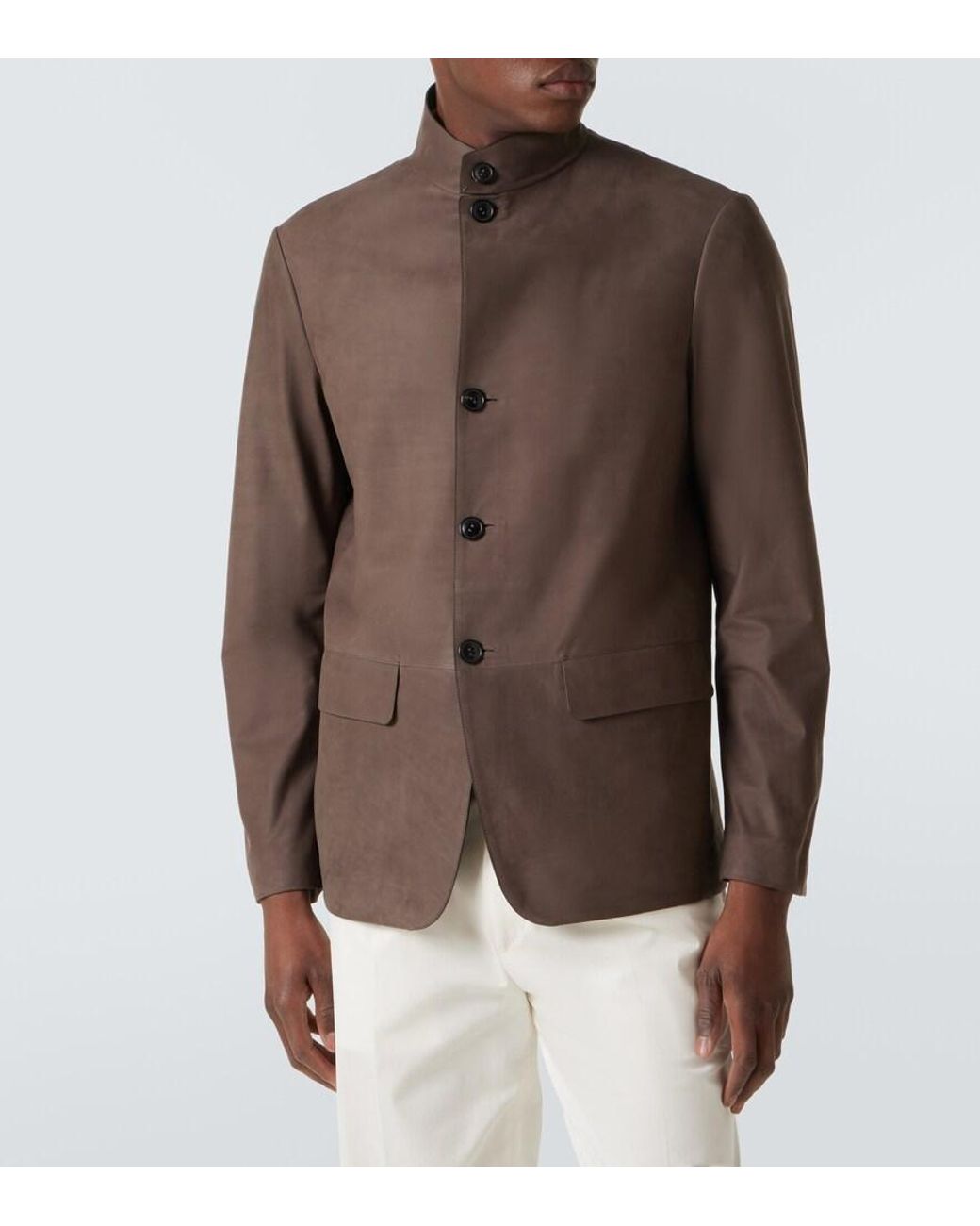 ZEGNA Il Conte Leather Jacket in Brown for Men | Lyst