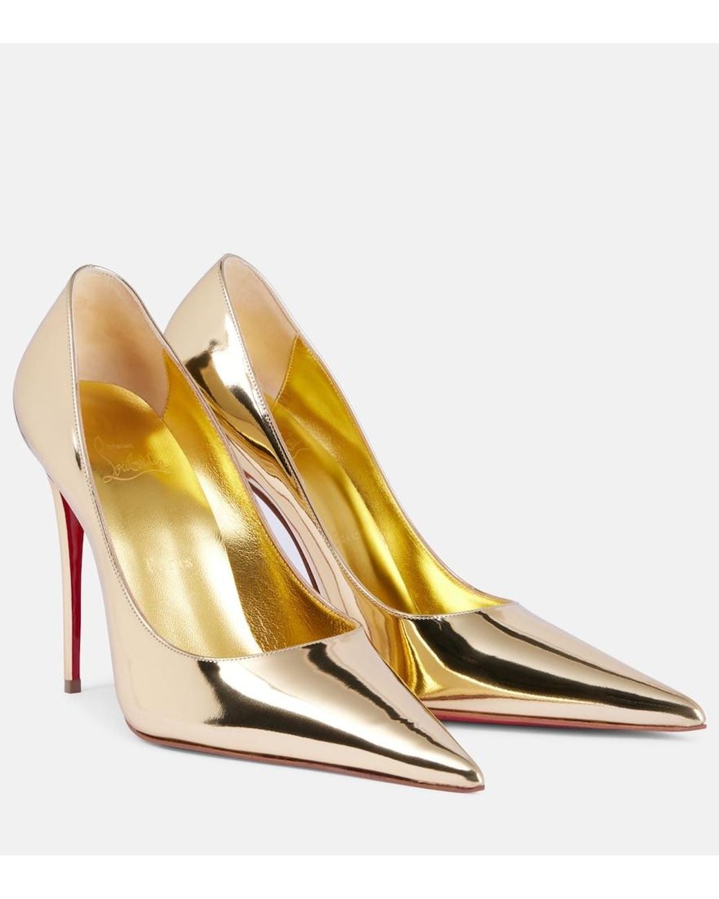 Christian Louboutin Kate Max Mirrored Leather Pumps in Natural | Lyst