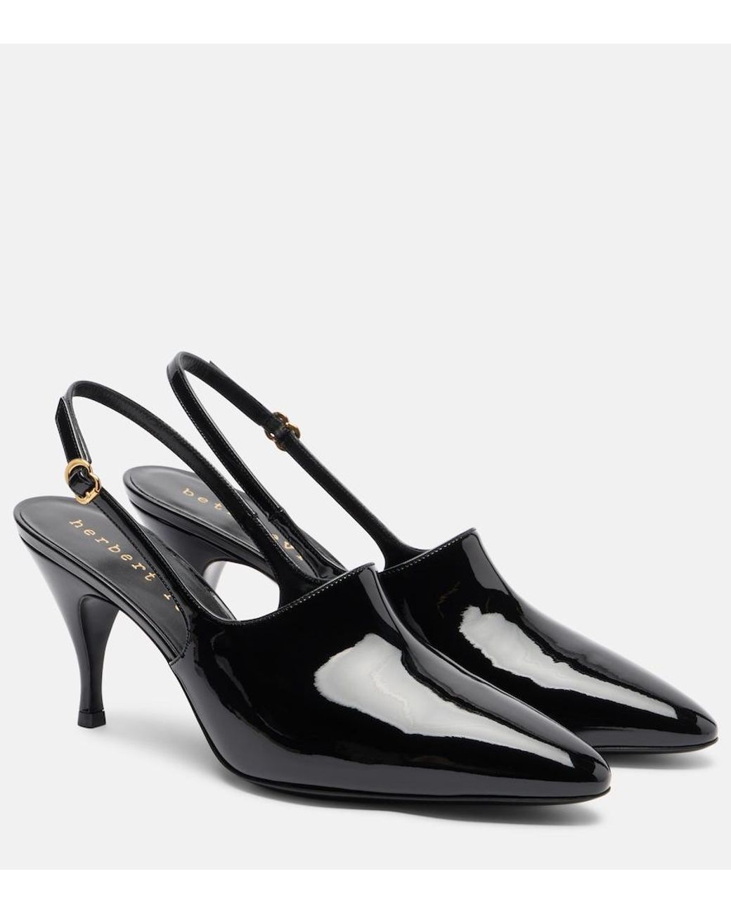 Herbert Levine Cover-Up Patent Leather Slingback Pumps in Black | Lyst