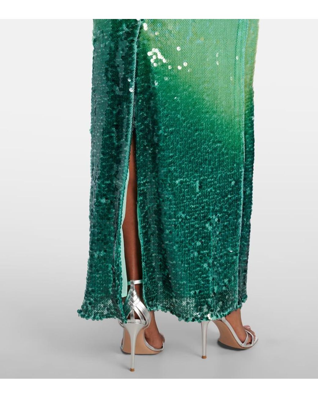 Jonathan Simkhai Translucent Sequined Semi-Sheer Gown in Green | Lyst UK