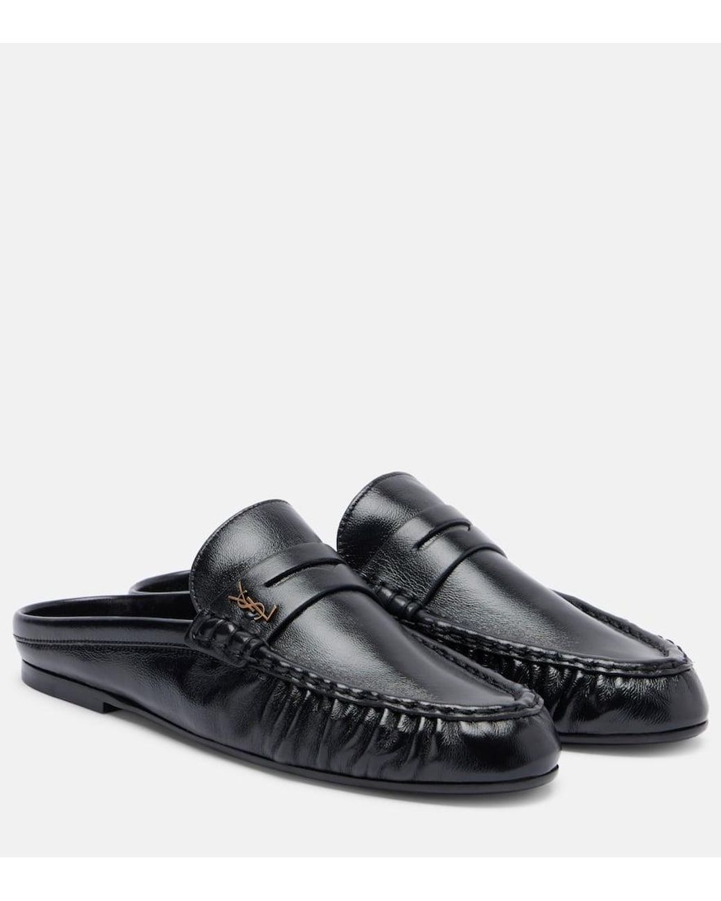 Saint Laurent Le Loafer Leather Mules in Black | Lyst