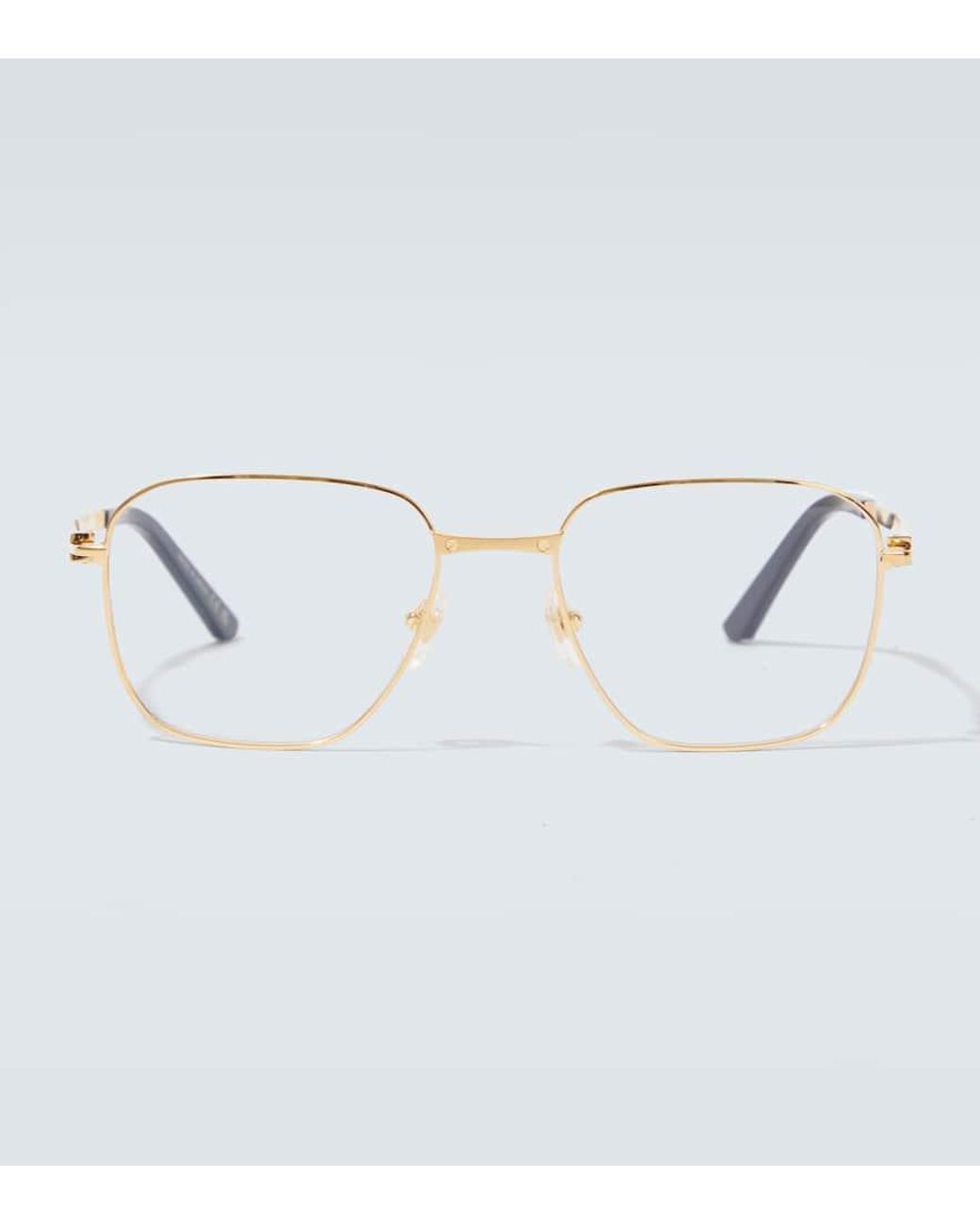 Cartier Santos De Cartier Square Glasses in Metallic for Men | Lyst UK