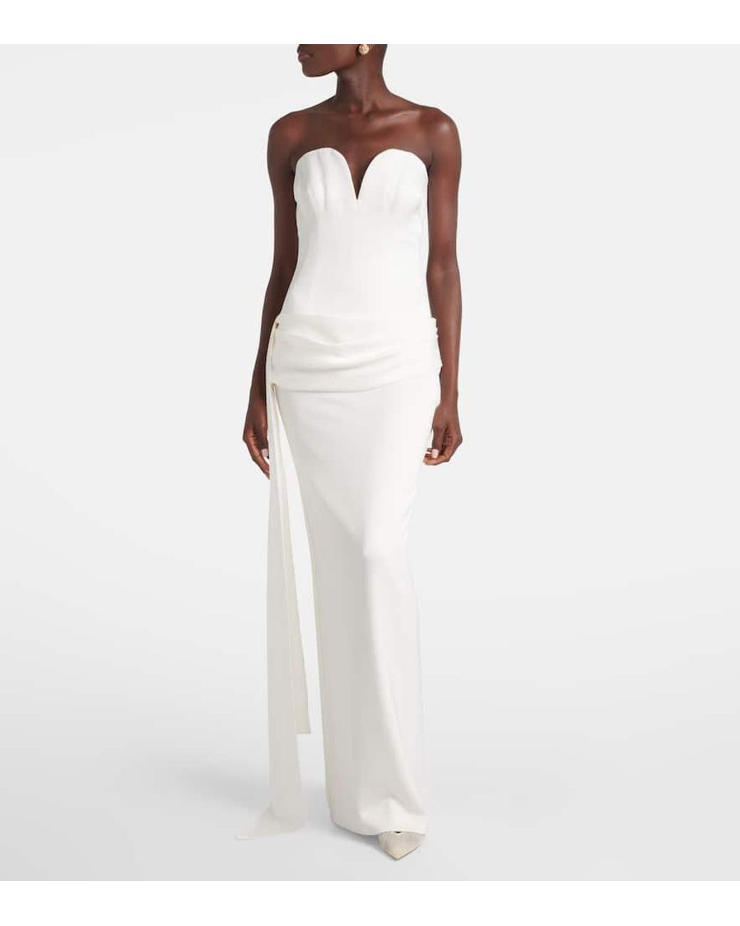 Alex Perry Bridal Draped Strapless Gown in White | Lyst