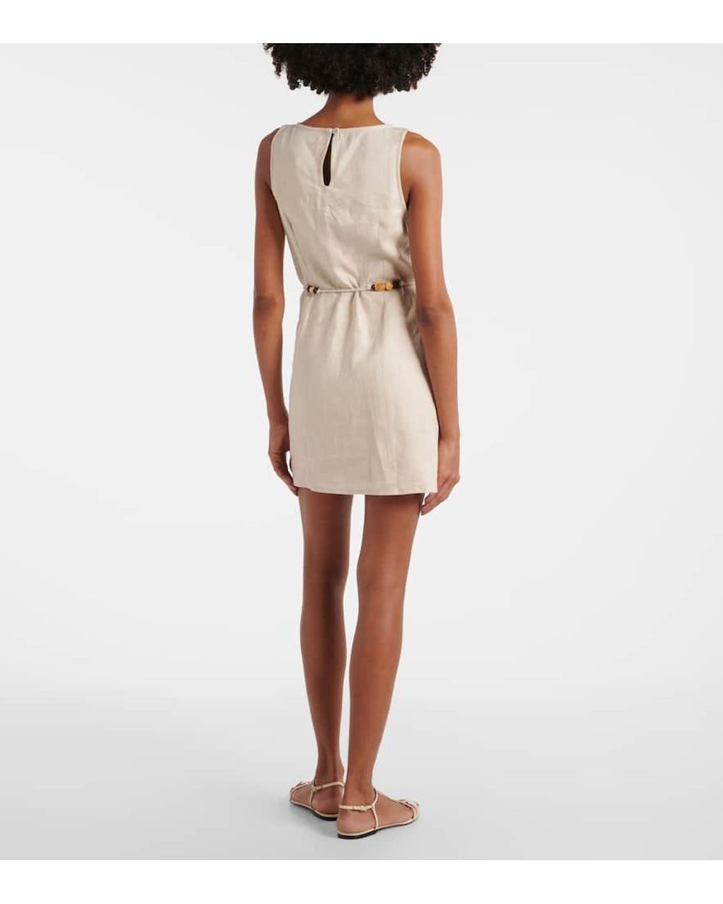Faithfull the Brand Lui Belted Linen Minidress in Natural | Lyst