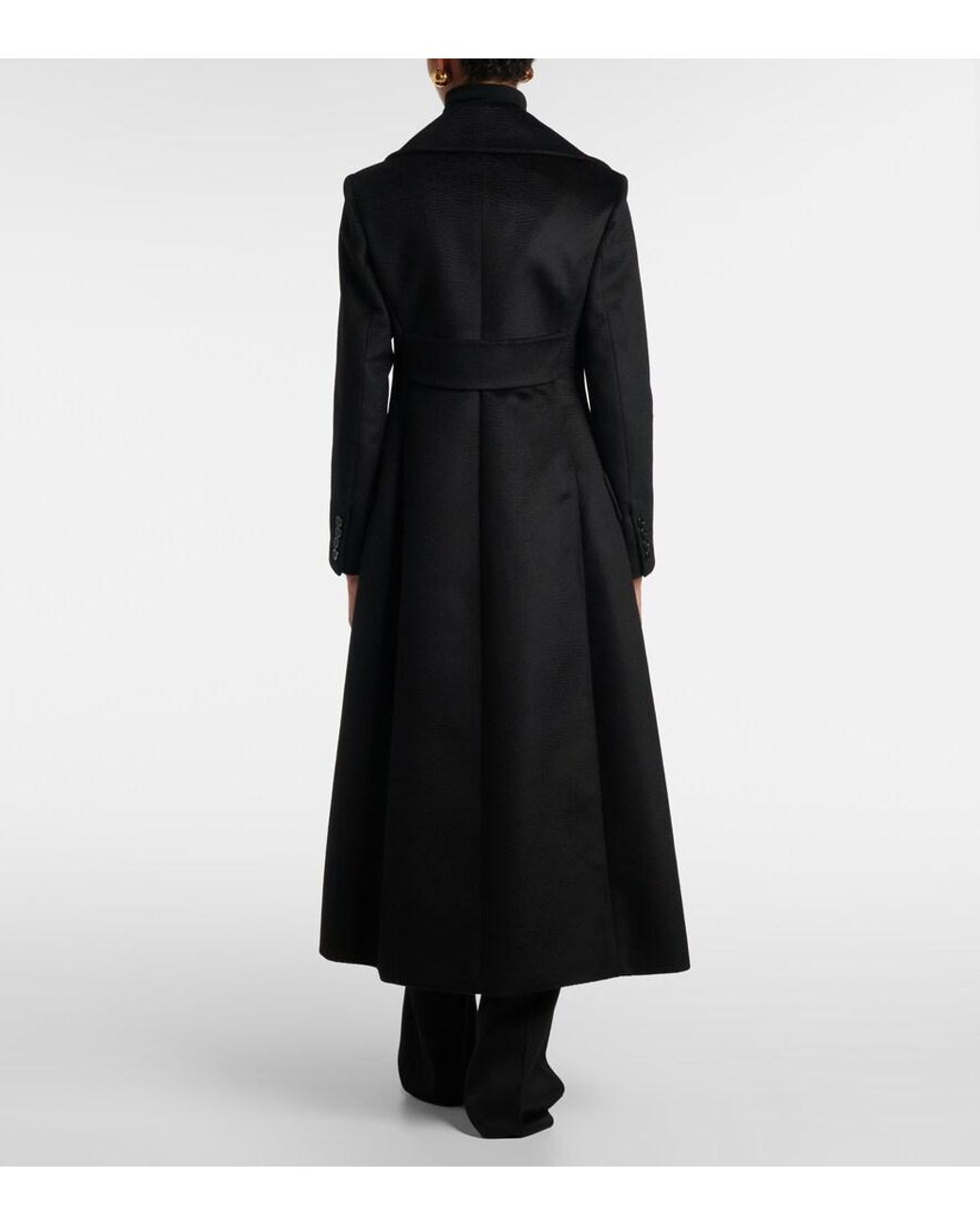 Max Mara Lepanto Camel Hair Coat in Black | Lyst UK