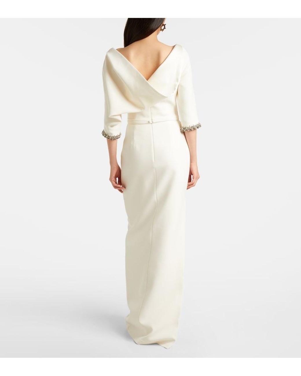 Safiyaa Bridal Amaris Embellished Crepe Gown in White | Lyst