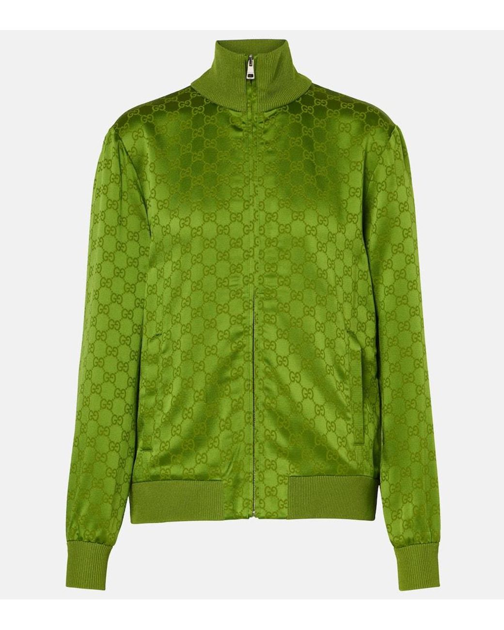 Gucci GG Satin Jacquard Jacket in Green | Lyst