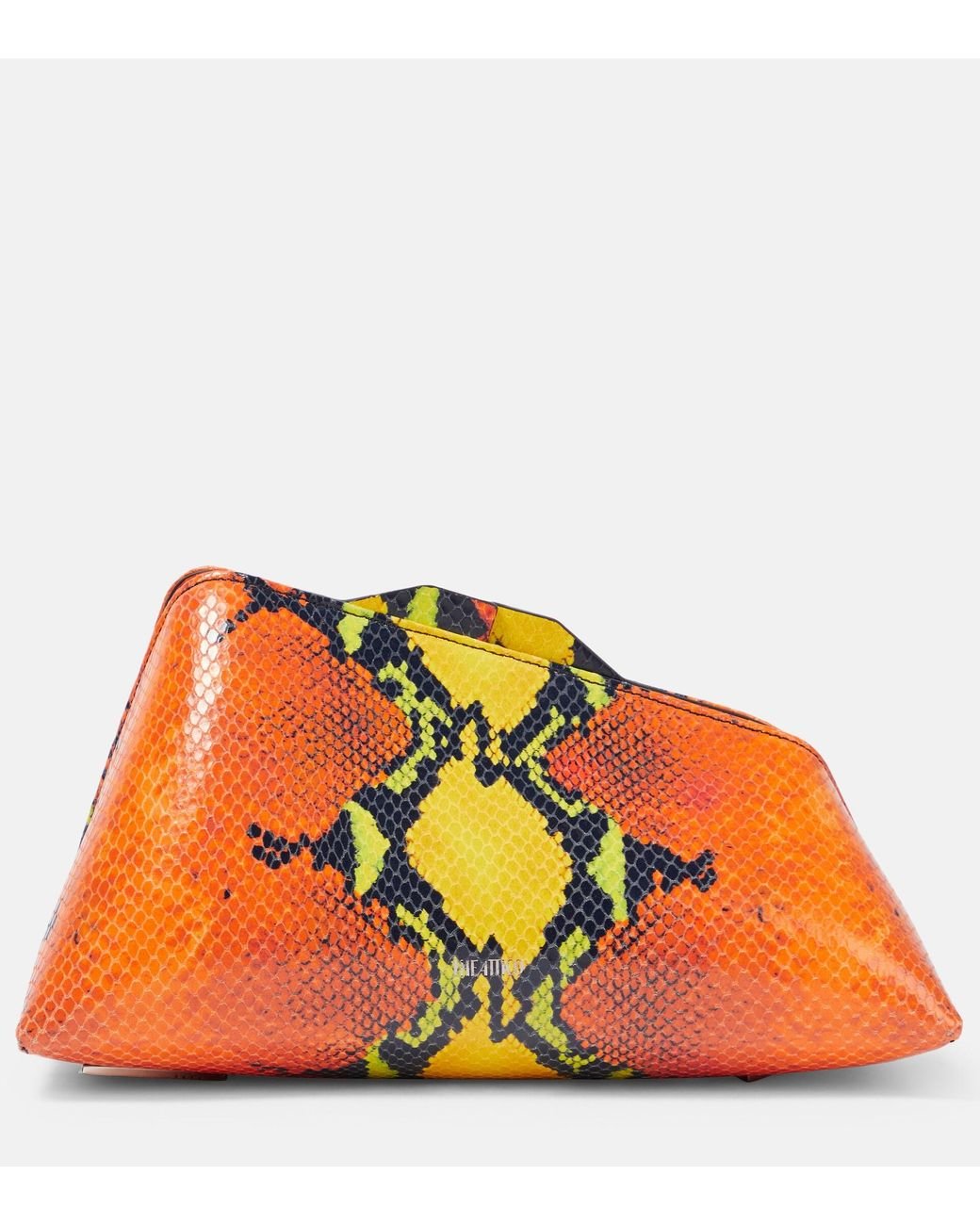 The Attico 8.30 Pm Snake-effect Leather Clutch in Orange | Lyst
