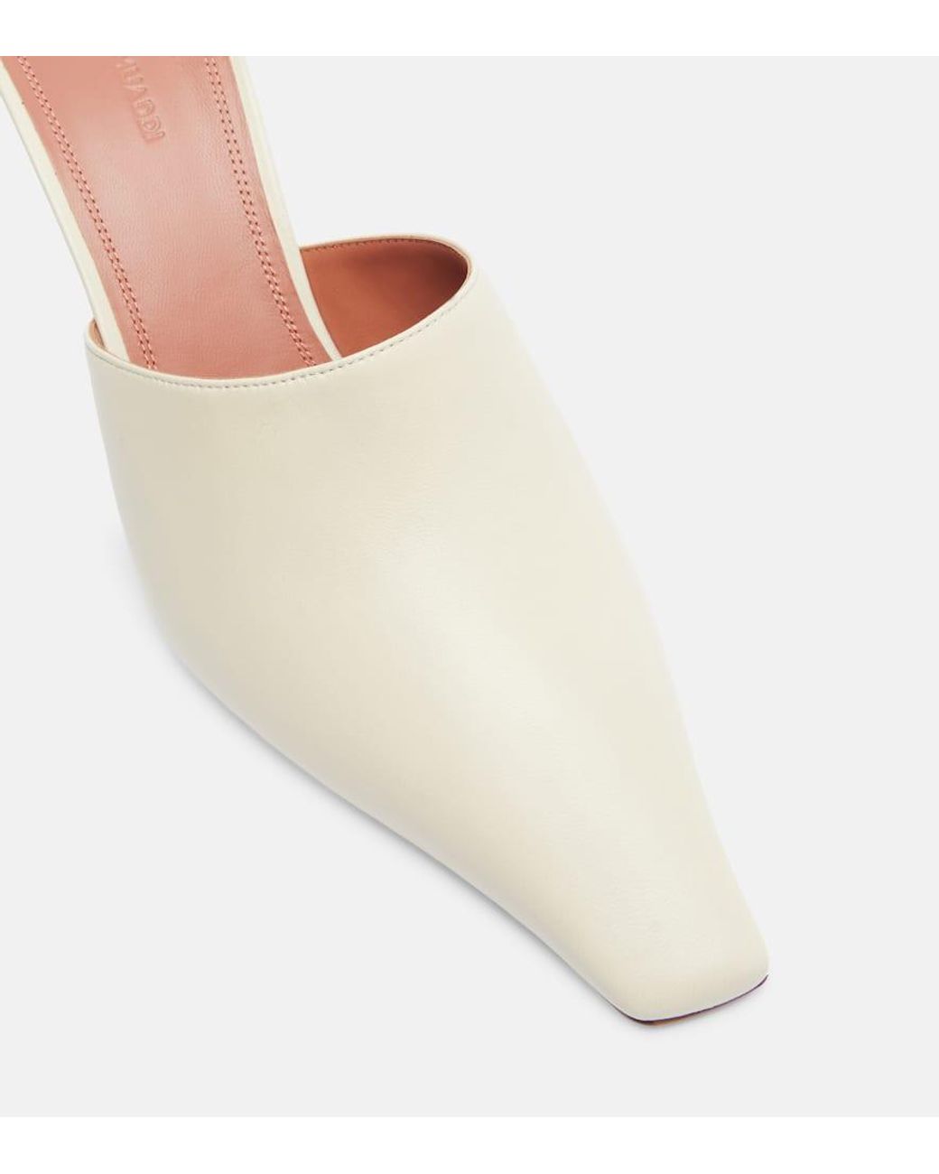AMINA MUADDI Jamie 80 Leather Mules in White | Lyst