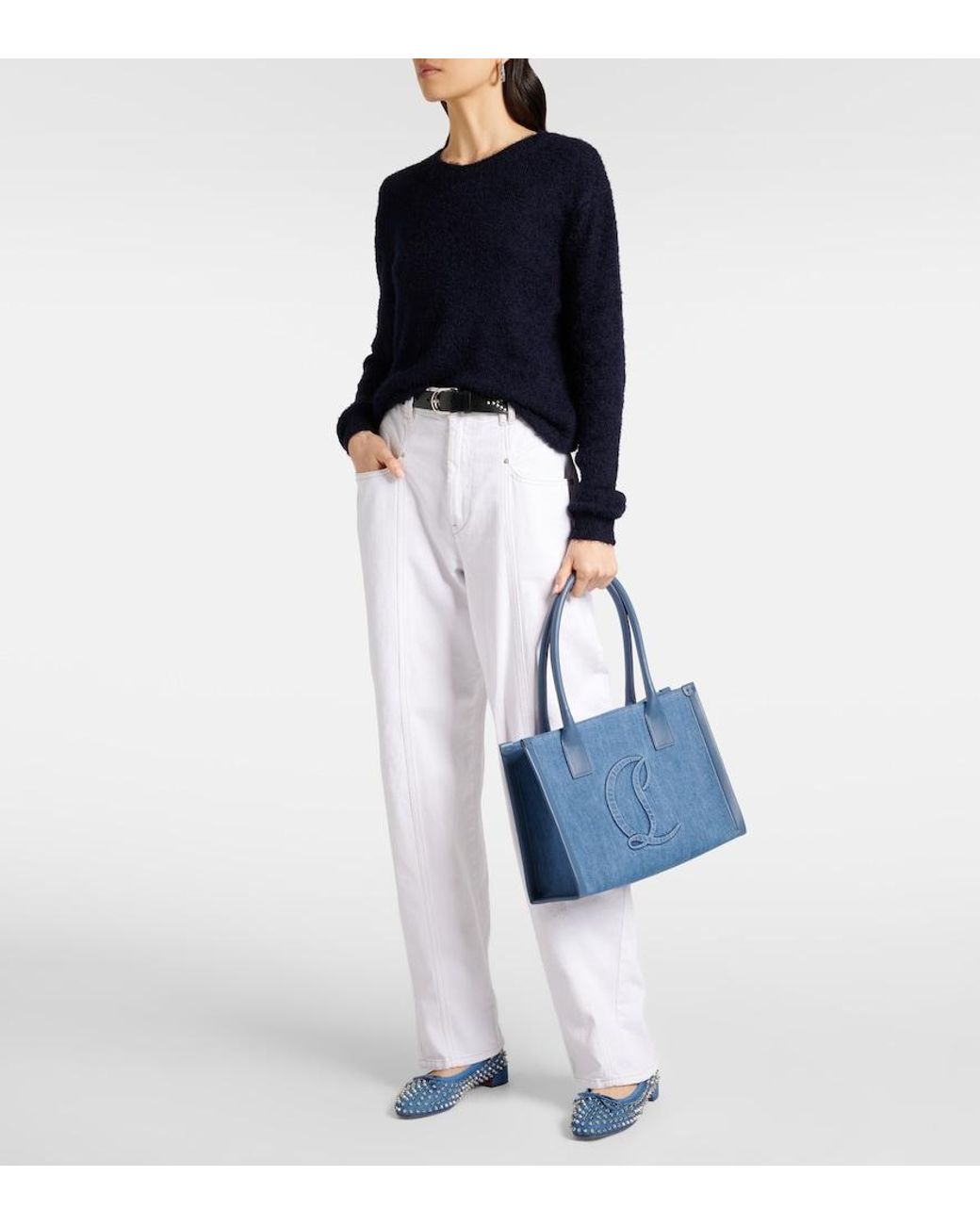 Christian Louboutin By My Side E/W Large Denim Tote Bag in Blue | Lyst