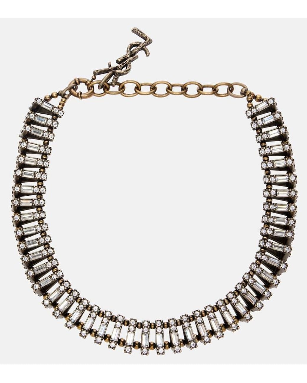 Saint Laurent Pyramid Crystal-Embellished Necklace in Metallic | Lyst UK