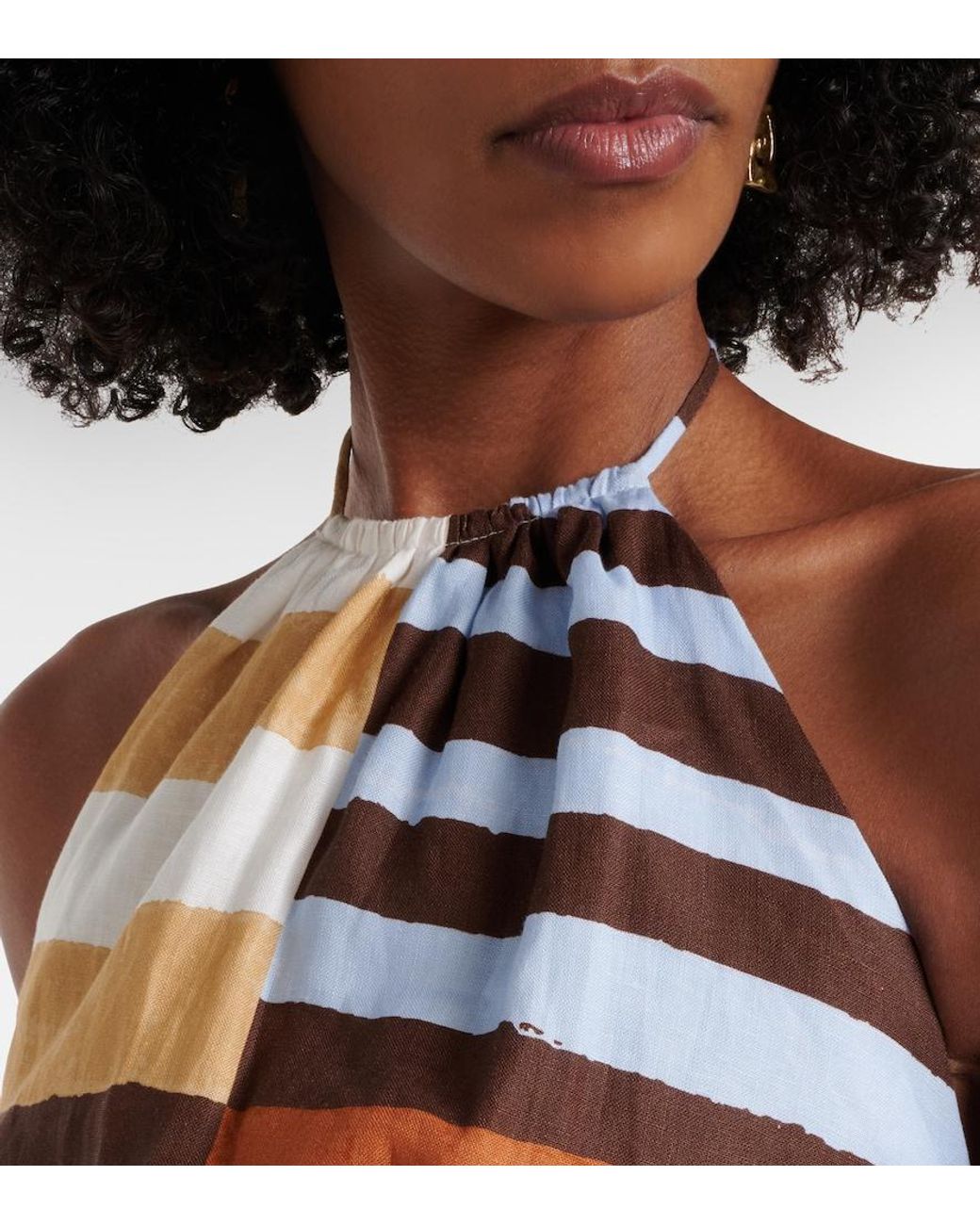 Cala De La Cruz Lodi Striped Linen Crop Top | Lyst
