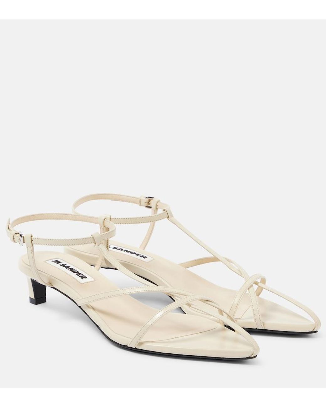 Jil Sander 35 Leather Sandals in White | Lyst