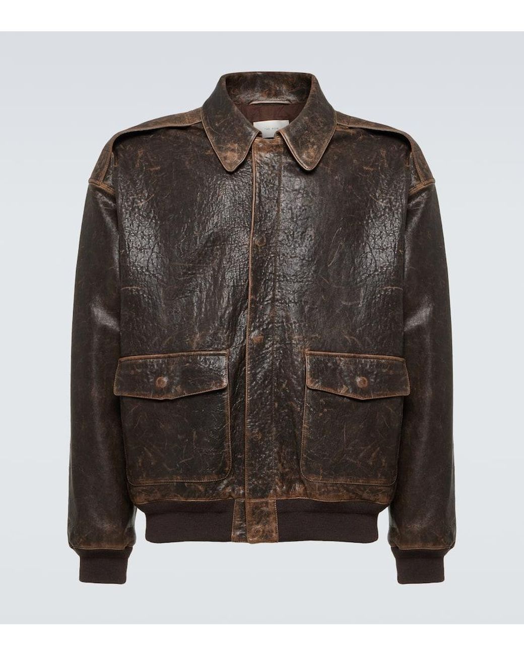 The Row Orwell Distressed Leather Jacket in Black for Men | Lyst