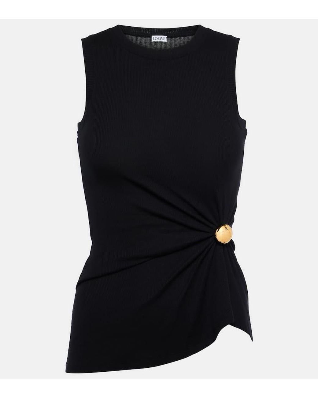 Loewe Pebble Gathered Cotton-Blend Top in Black | Lyst