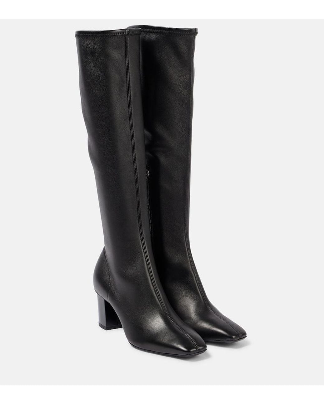 Max Mara Stretchy Leather Knee-High Boots in Black | Lyst