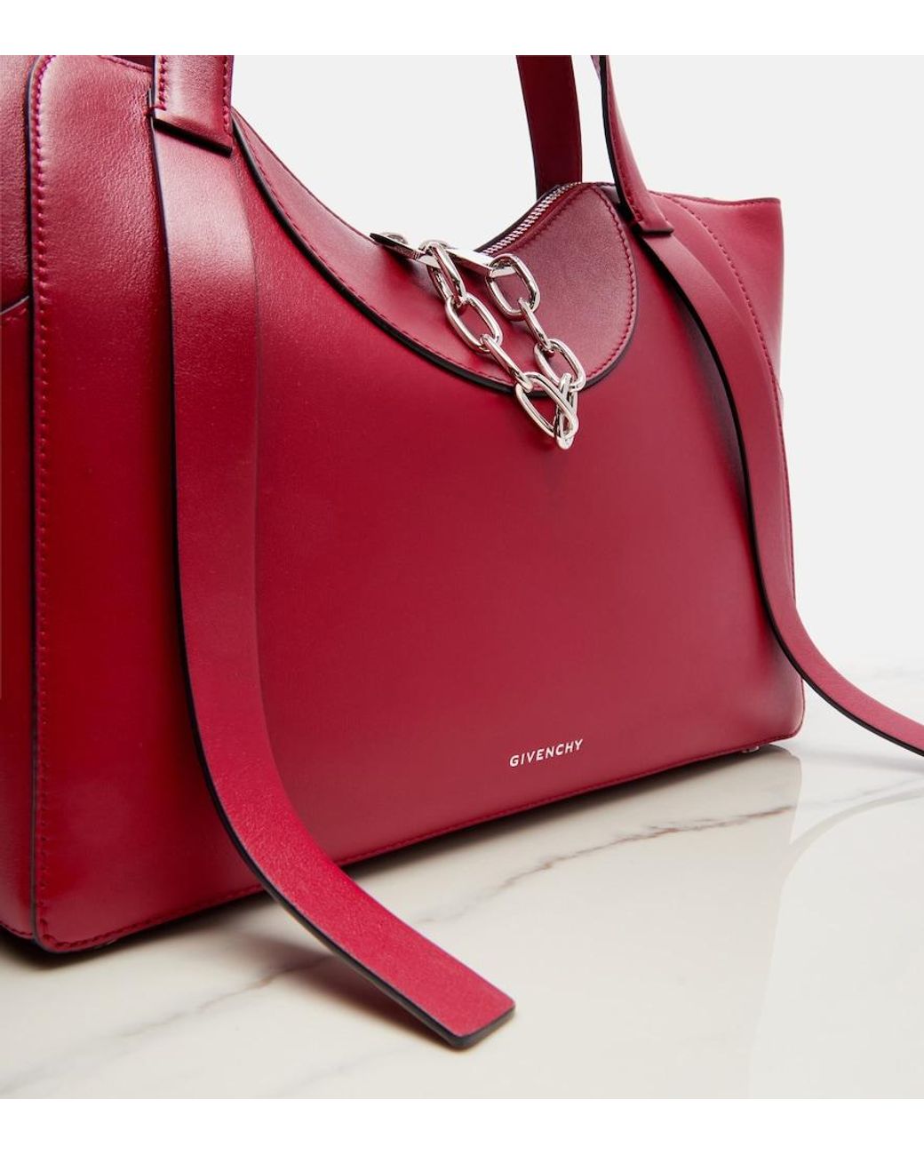 Givenchy The Snatch Medium Leather Top-Handle Bag in Red | Lyst