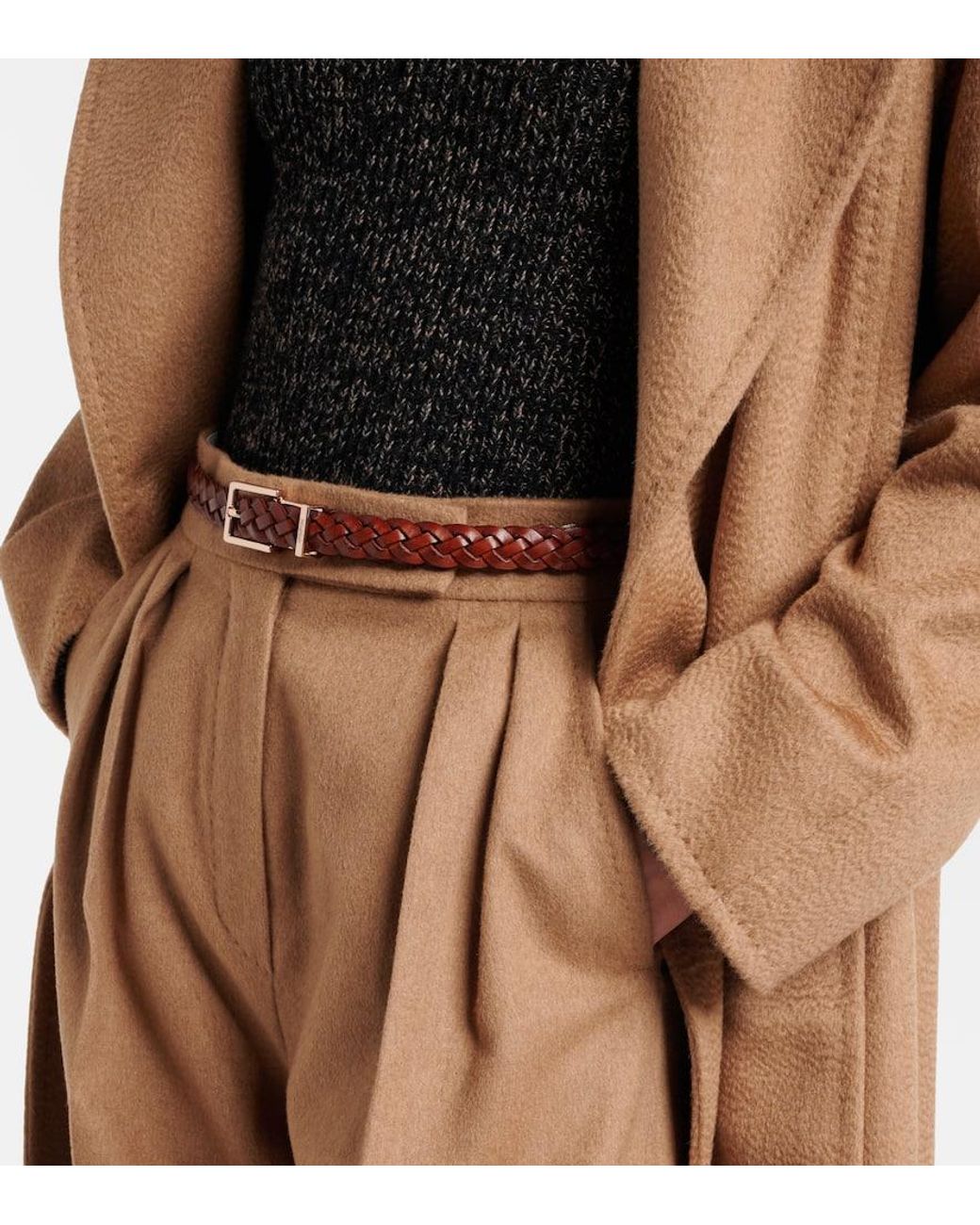 Max Mara Vetta Leather Belt in Brown | Lyst UK