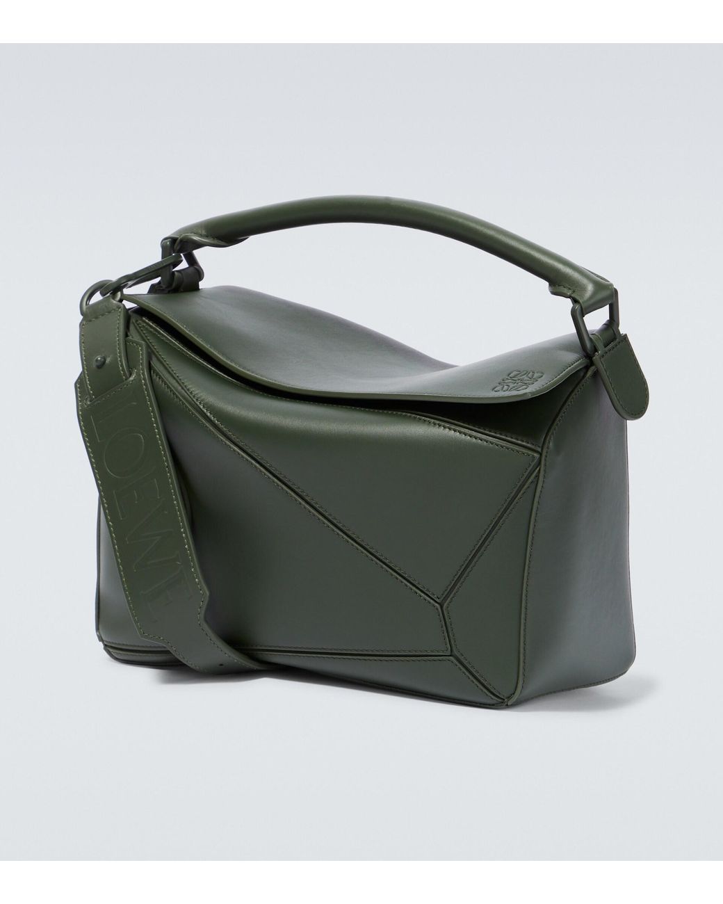 Loewe Puzzle Medium Leather Shoulder Bag in Green for Men | Lyst