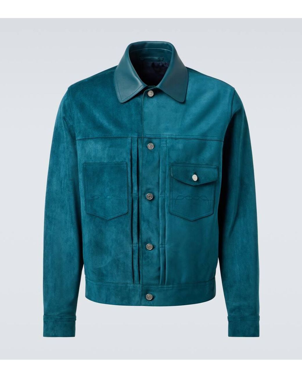 Berluti Leather-Trimmed Suede Field Jacket in Blue for Men | Lyst