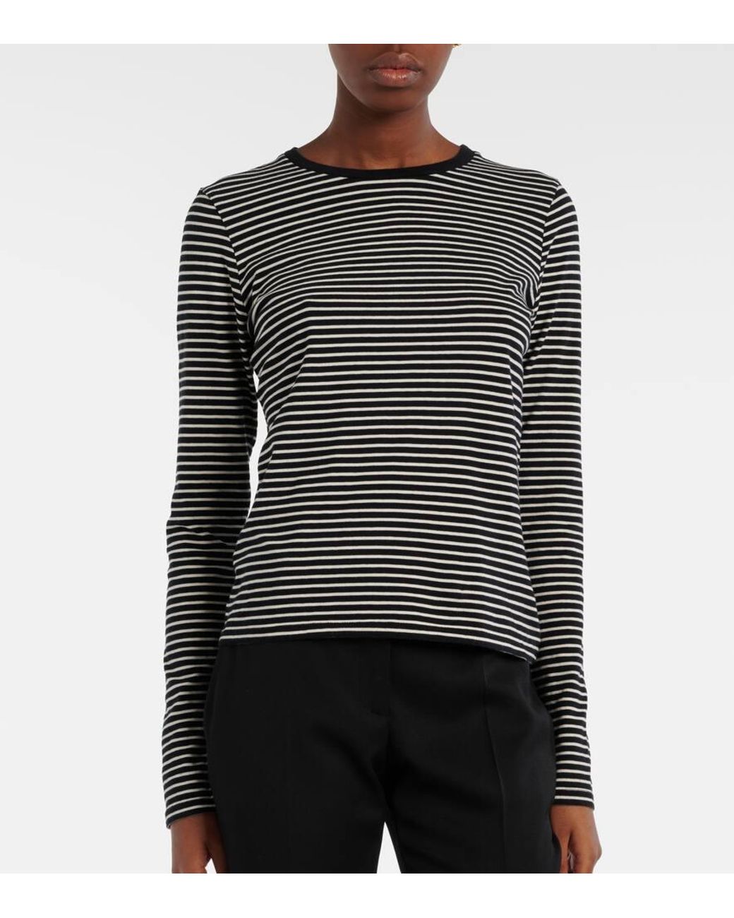 Nili Lotan Simone Striped Cotton Jersey T-Shirt in Blue | Lyst