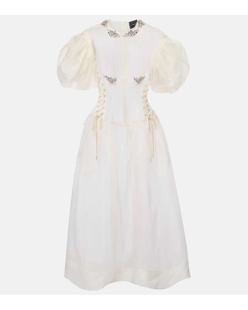 Simone Rocha Embellished Silk Corset Gown in White | Lyst