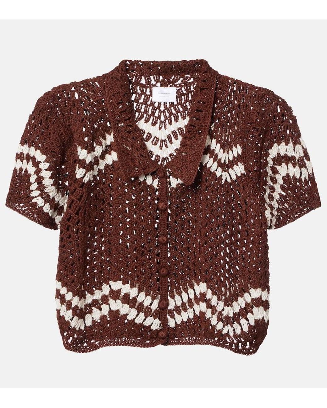Anna Kosturova Crochet Cropped Cotton Top in Brown | Lyst UK