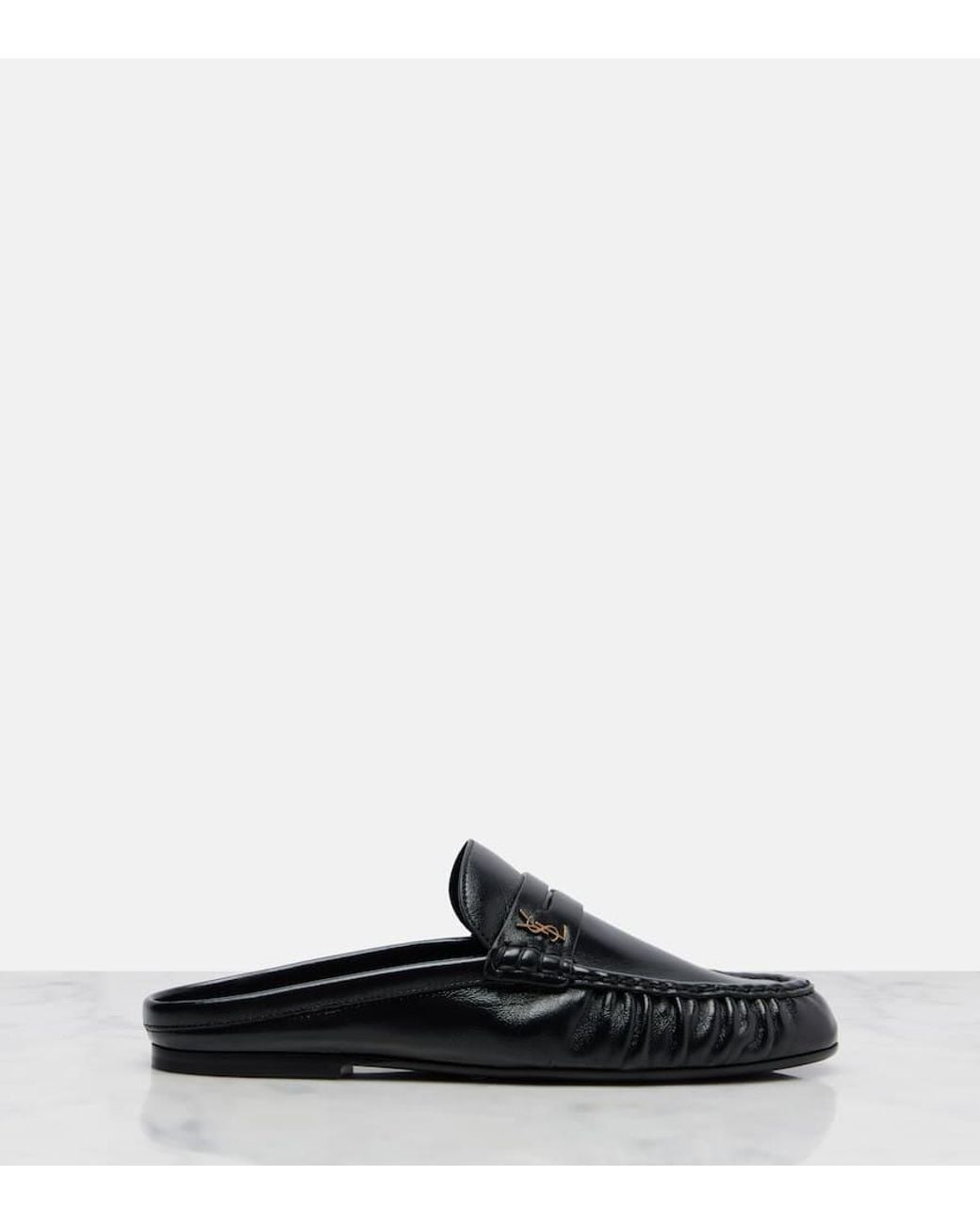 Saint Laurent Le Loafer Leather Mules in Black | Lyst