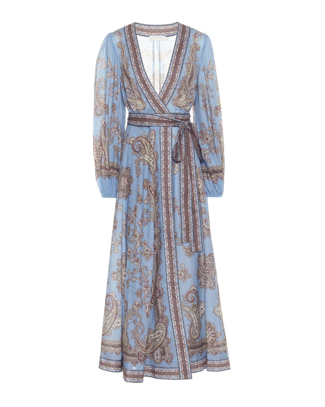 Zimmermann Fiesta Paisley-print Linen Wrap Dress in Blue | Lyst