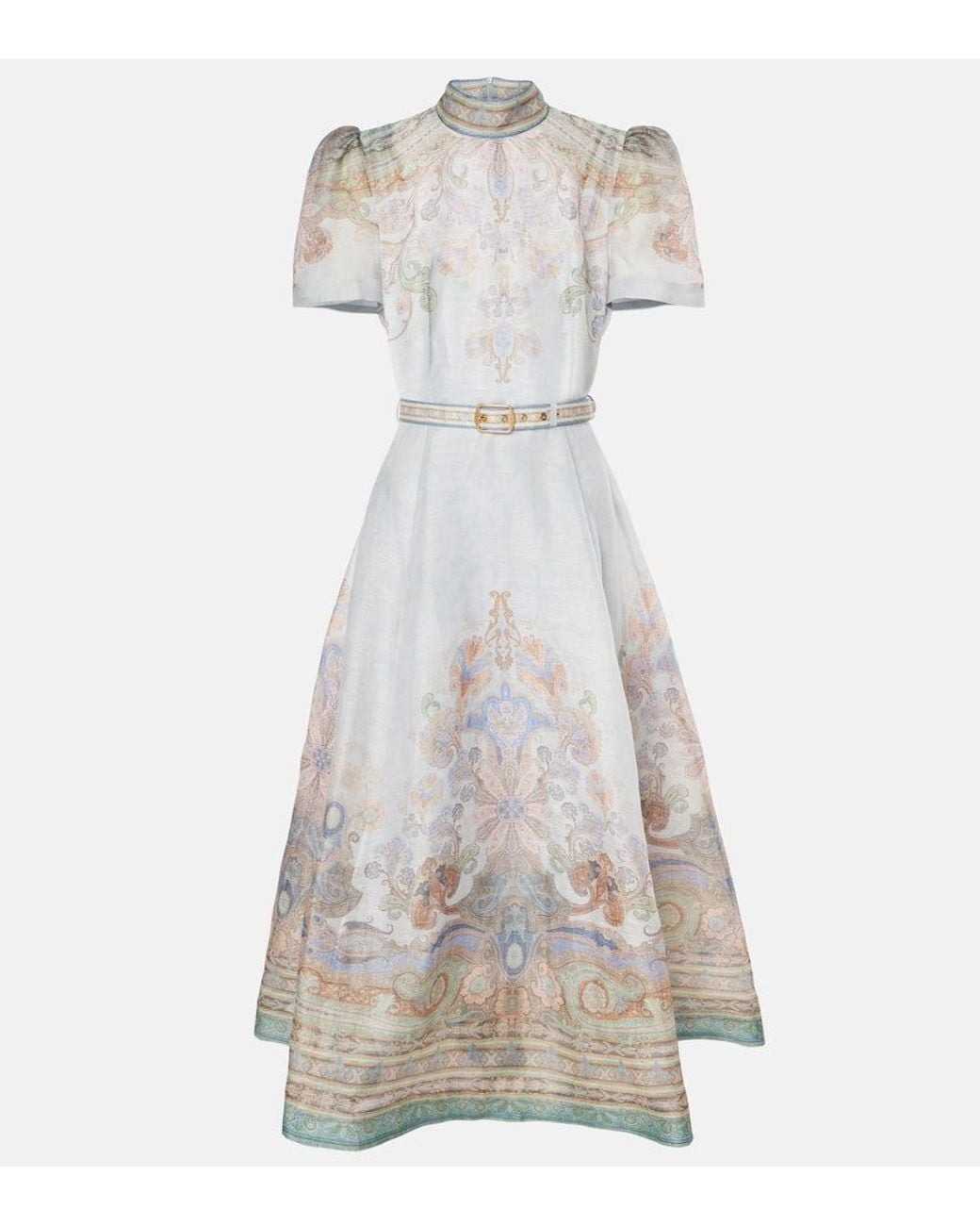 Zimmermann Eden Linen And Silk Midi Dress in White | Lyst