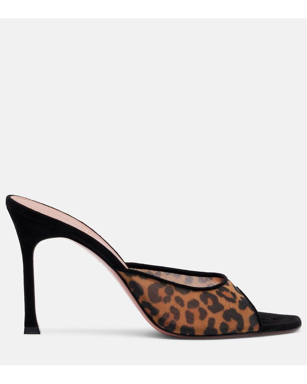 AMINA MUADDI Alexa 95 Leopard-Print Mesh Mules in Brown | Lyst