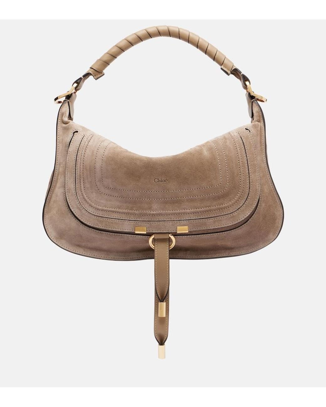 Chloé Marcie Small Suede Shoulder Bag in Brown | Lyst